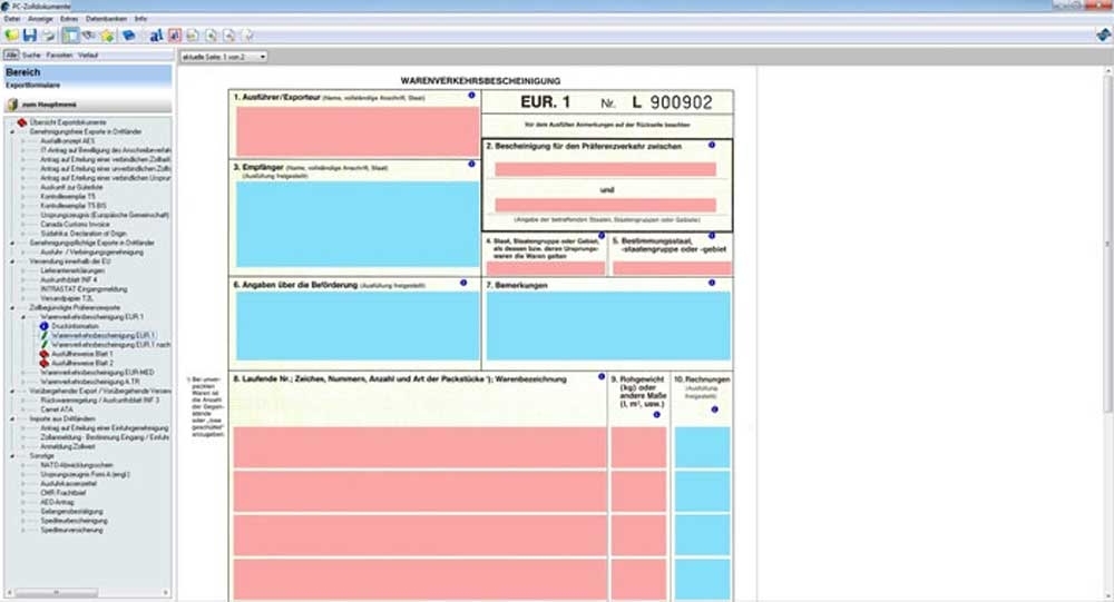 PC-gestützte Bearbeitung komplexer Zolldokumente