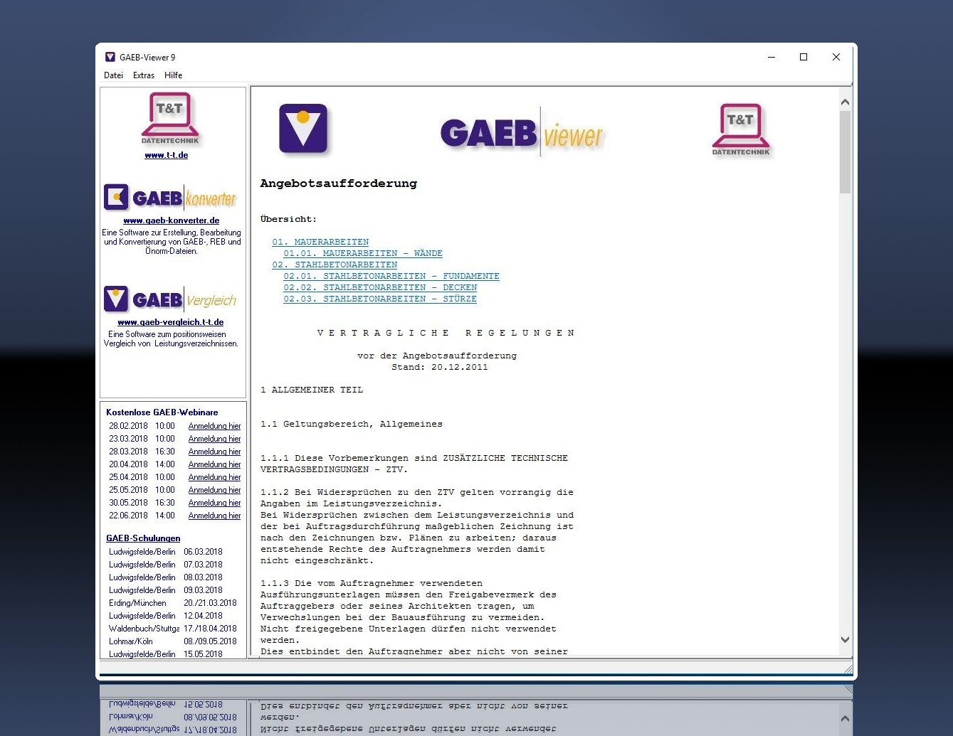 Software: GAEB-ÖNorm-Viewer - d83 kostenlos