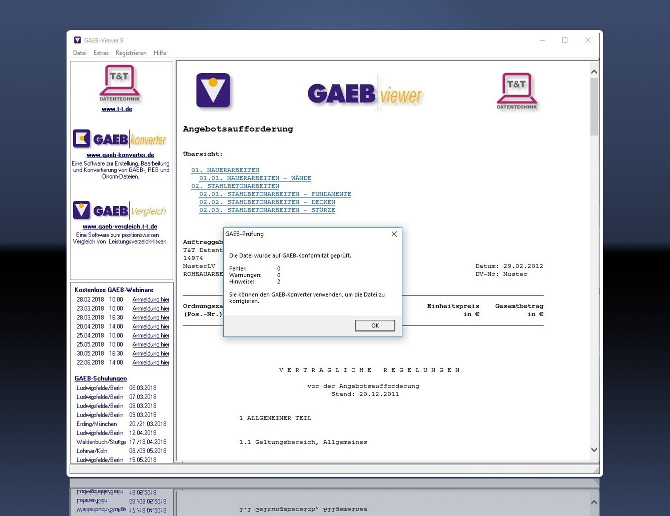 Software: GAEB-ÖNorm-Viewer - d83 kostenlos