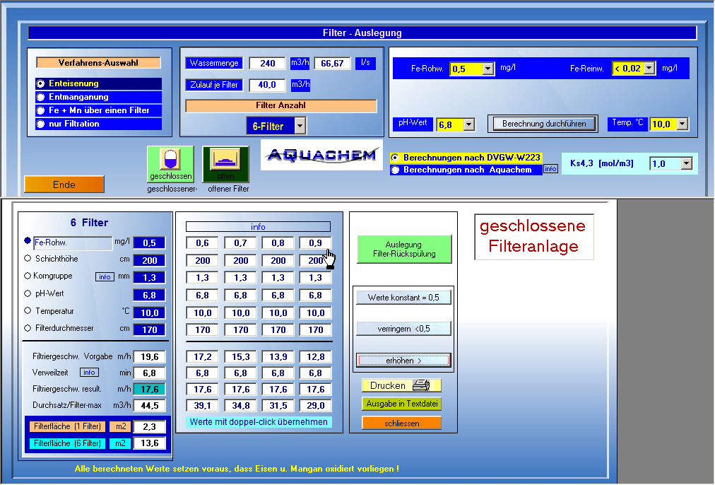 Aquachem - Software für Wasseraufbereitung + Planung
