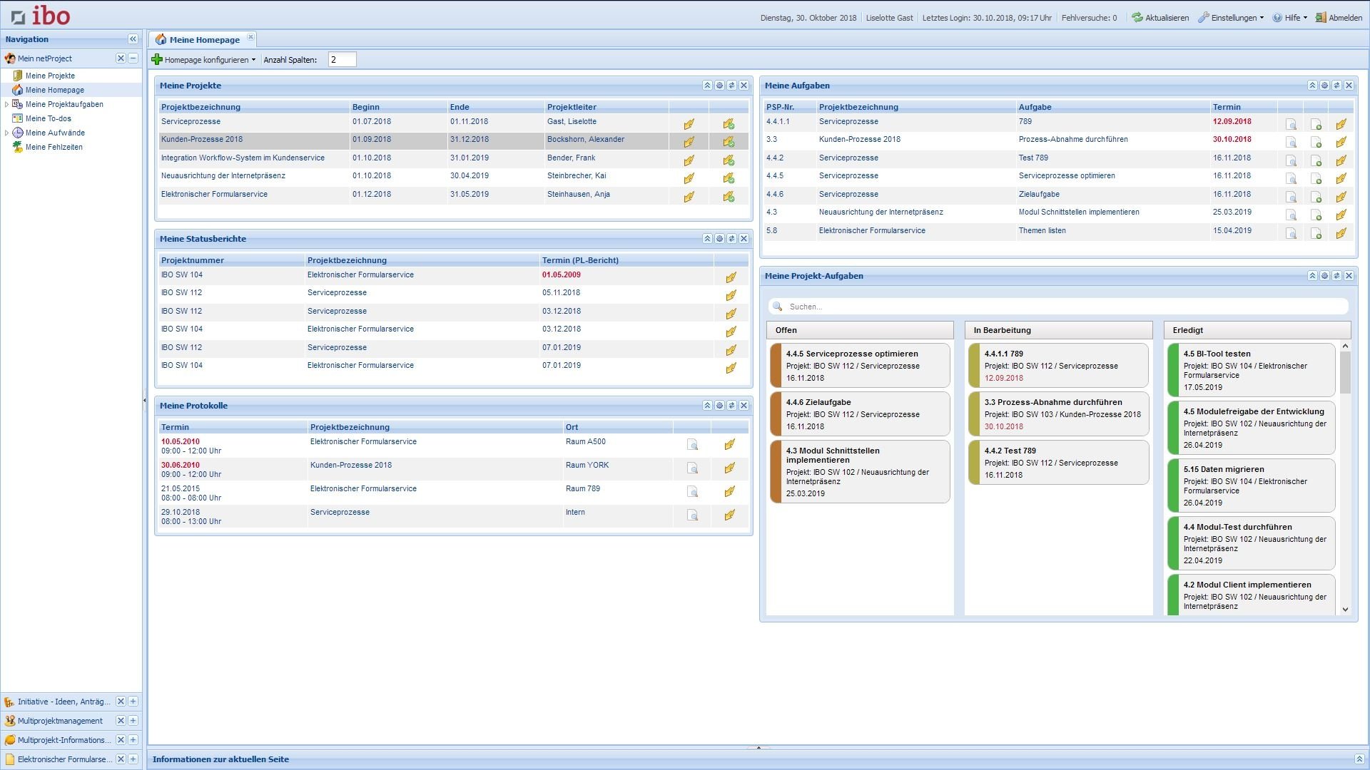 ibo netProject Projektmanagement Software