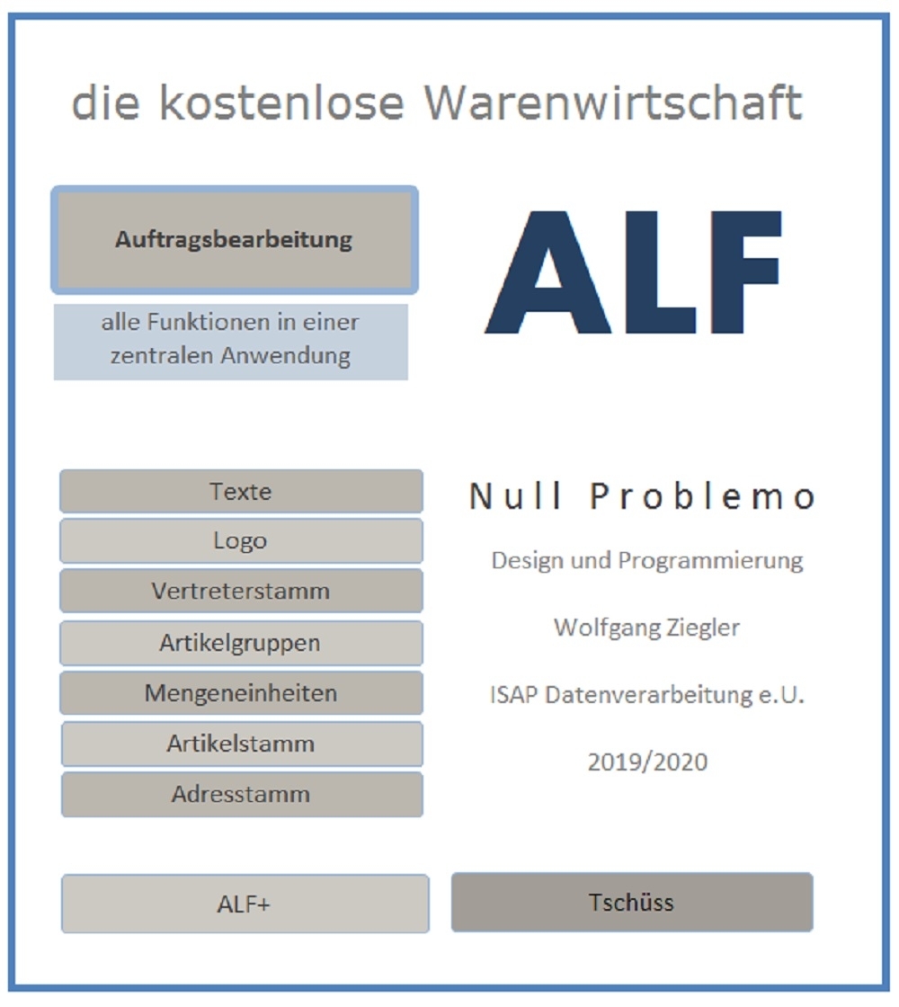 Software: ALF - null problemo - Warenwirtschaft Abrechnung