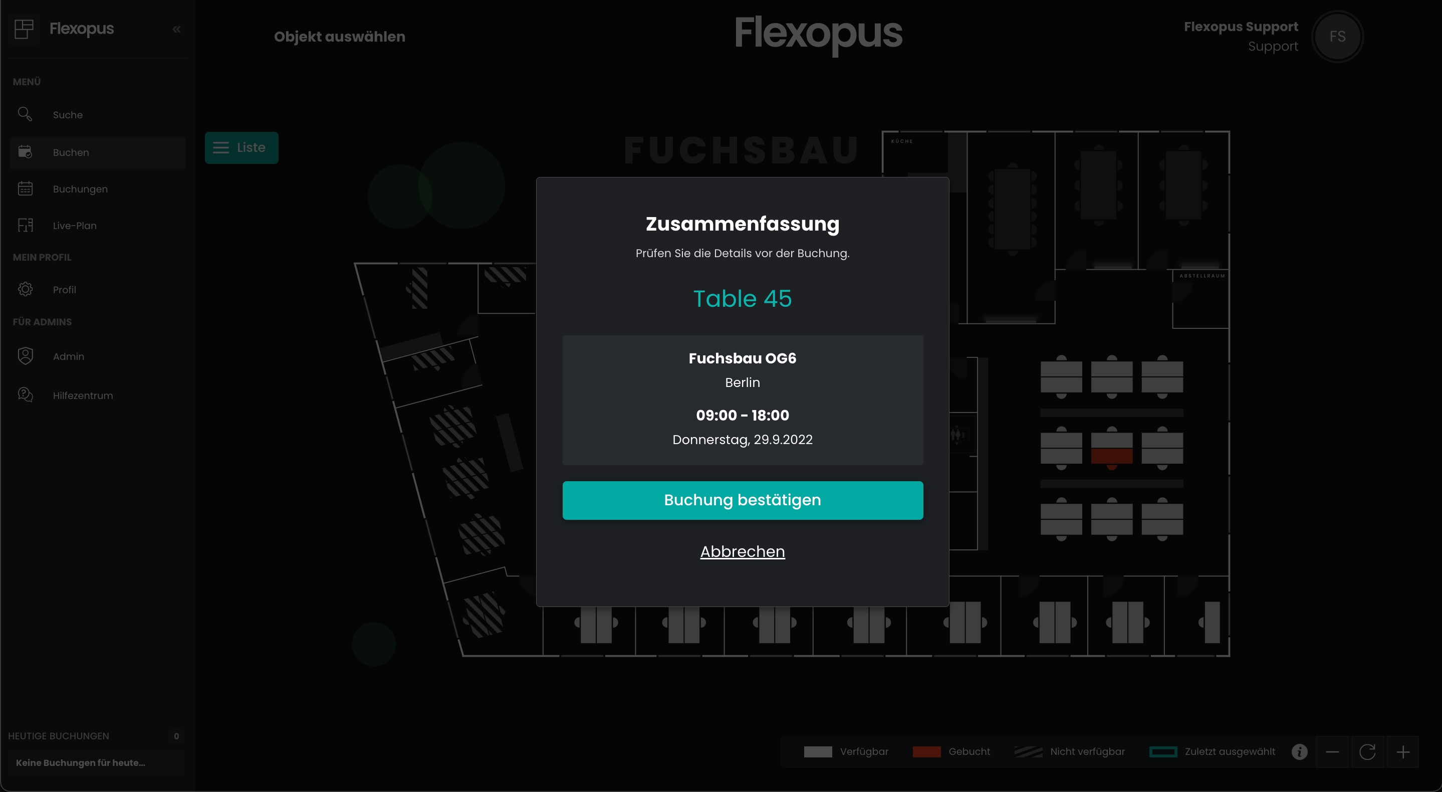 Software: Flexopus - buchungssystem desk arbeitsplatz