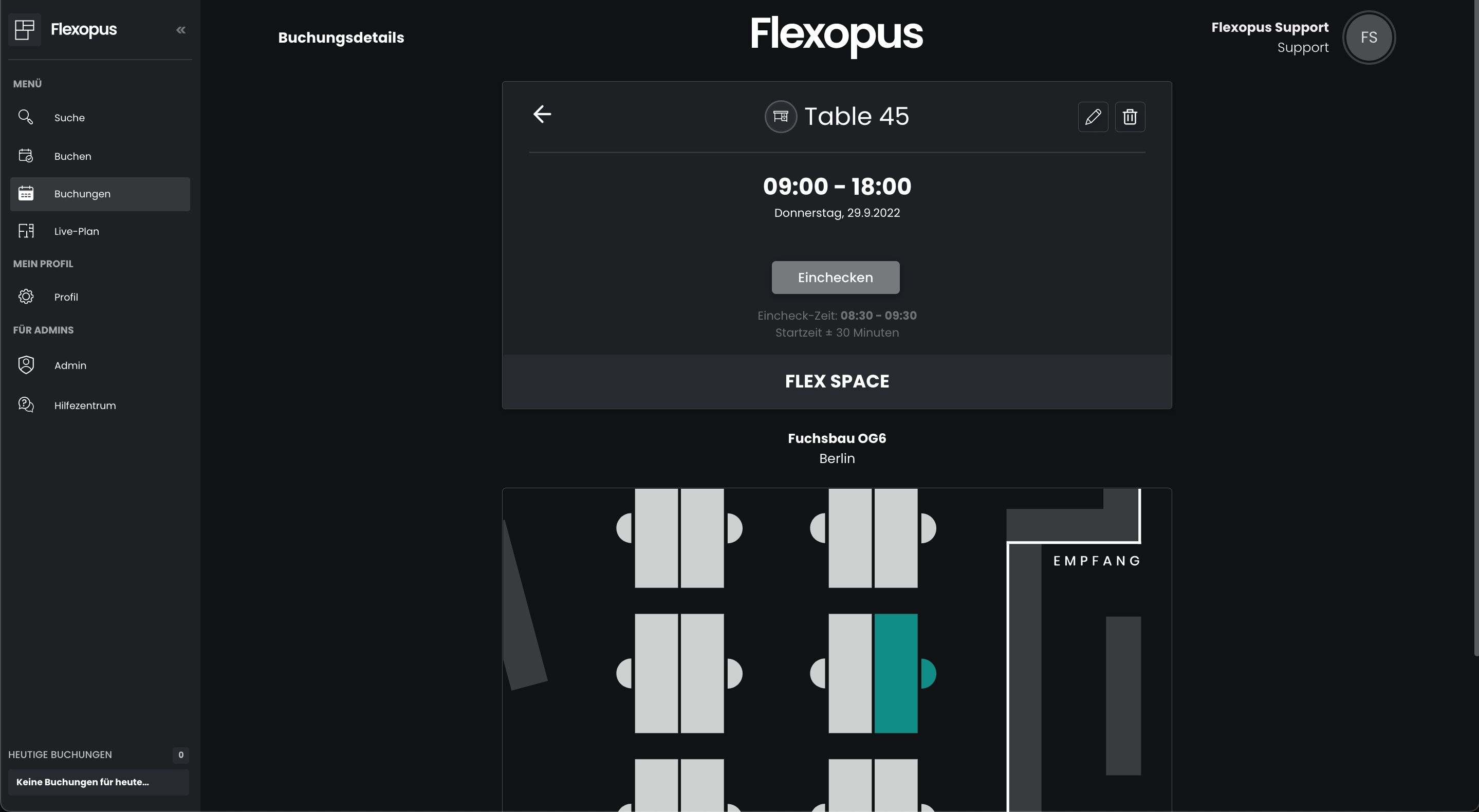 Software: Flexopus - buchungssystem desk arbeitsplatz
