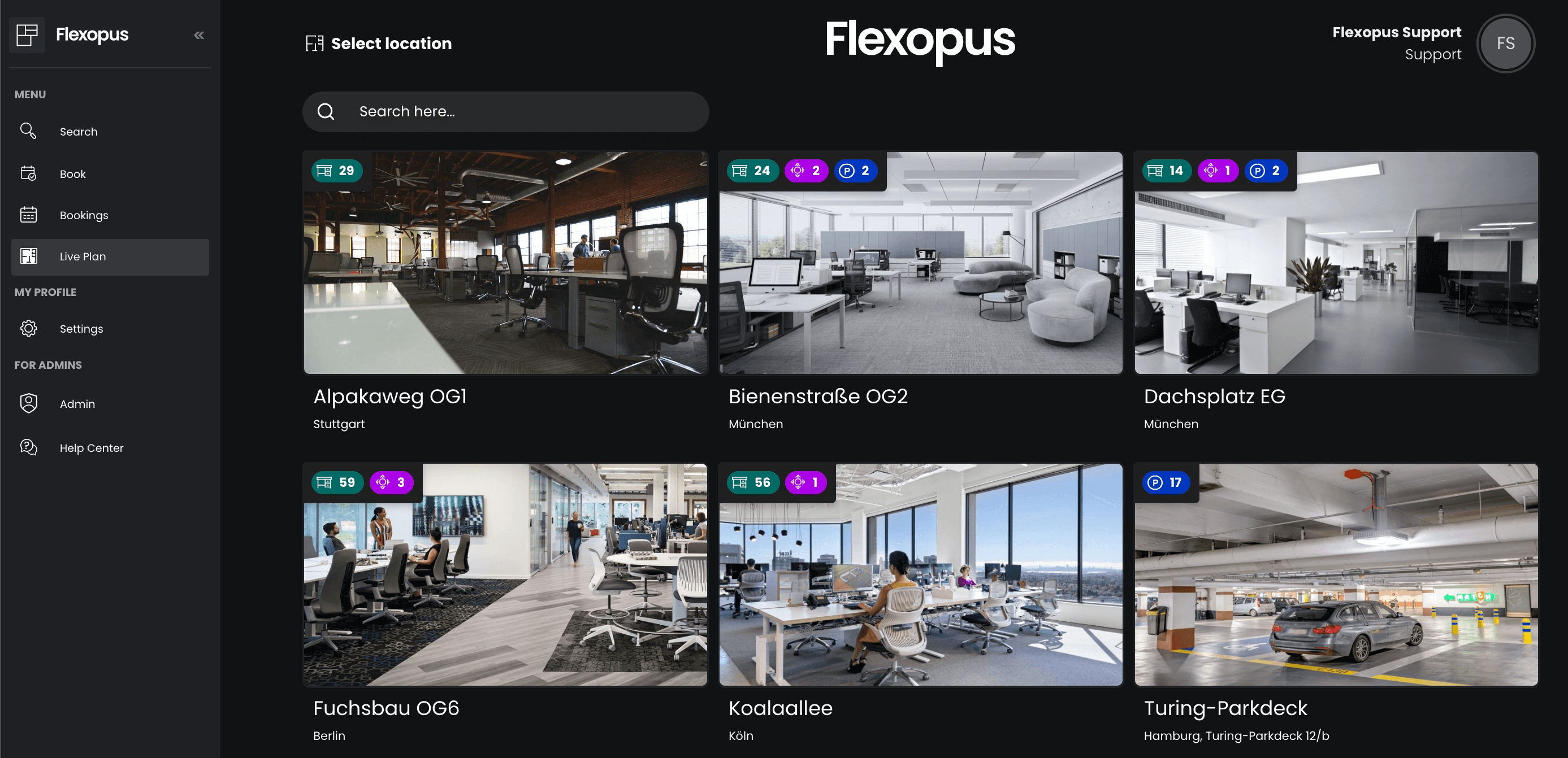 Software: Flexopus - buchungssystem desk arbeitsplatz