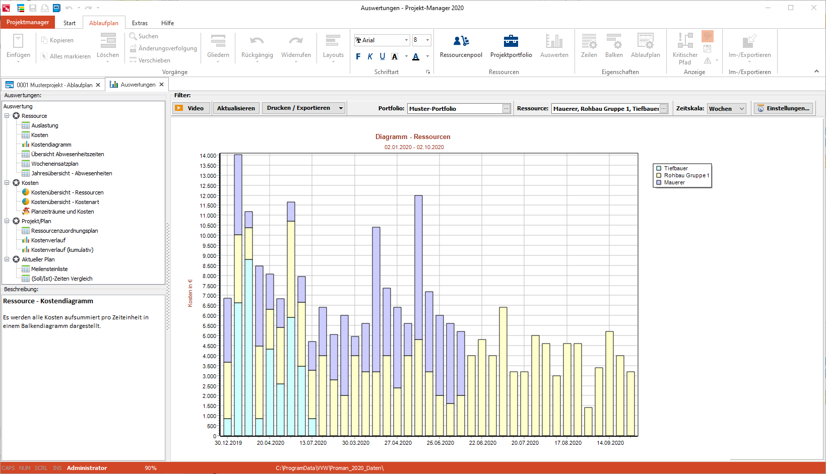 Software: Projekt-Manager 2020 - Bauablauf