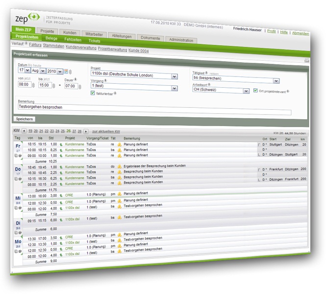 Software: ZEP - Zeiterfassung für Projekte - Reisezeiten ...